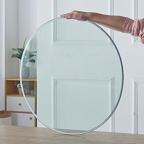 SNWGPLY Kitchen Dining Table Top, Round Dining Table Glass Table Top, Round Glass Table Top Replacement, 6 Non-Slip Rubber Pads, 35-100cm, Easy to Clean, Transparent