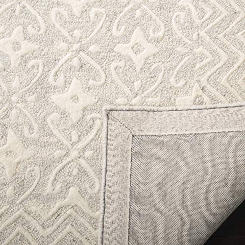 SAFAVIEH Blossom Collection 8' x 10' Grey/Ivory BLM114F Handmade Premium Wool Area Rug