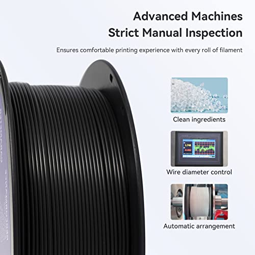 NAGA ABS 3D Printer Filament 1.75mm, High Toughness & High Hardness ABS Filament, 1kg Spool(2.2lbs), Dimensional Accuracy +/- 0.03 mm (Black)