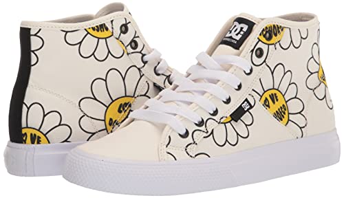 DC Women's Manteca Hi TXSE Skate Shoe, White/Black/Flower, 11