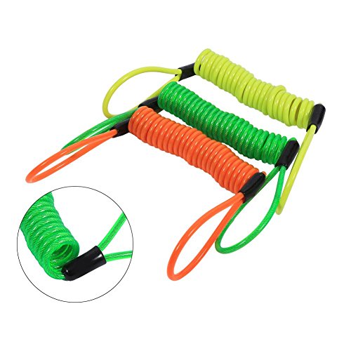 Disc Lock Cable, Yctze Motorcycle Bike Alarm Disc Lock Antitheft Security Spring Reminder Coil Cable Yellow Replacement for Motorbikes Motorcycles Scooters Bicycles(Orange)