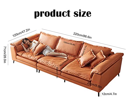 Sofa Couch Living Room Sofa with Cozy Throw Pillows Breathable Fabric Sofa Couch Carbon Steel Support Legs 2 Layers Soft Cushions Spacious Large Sofa for Living Room Office
