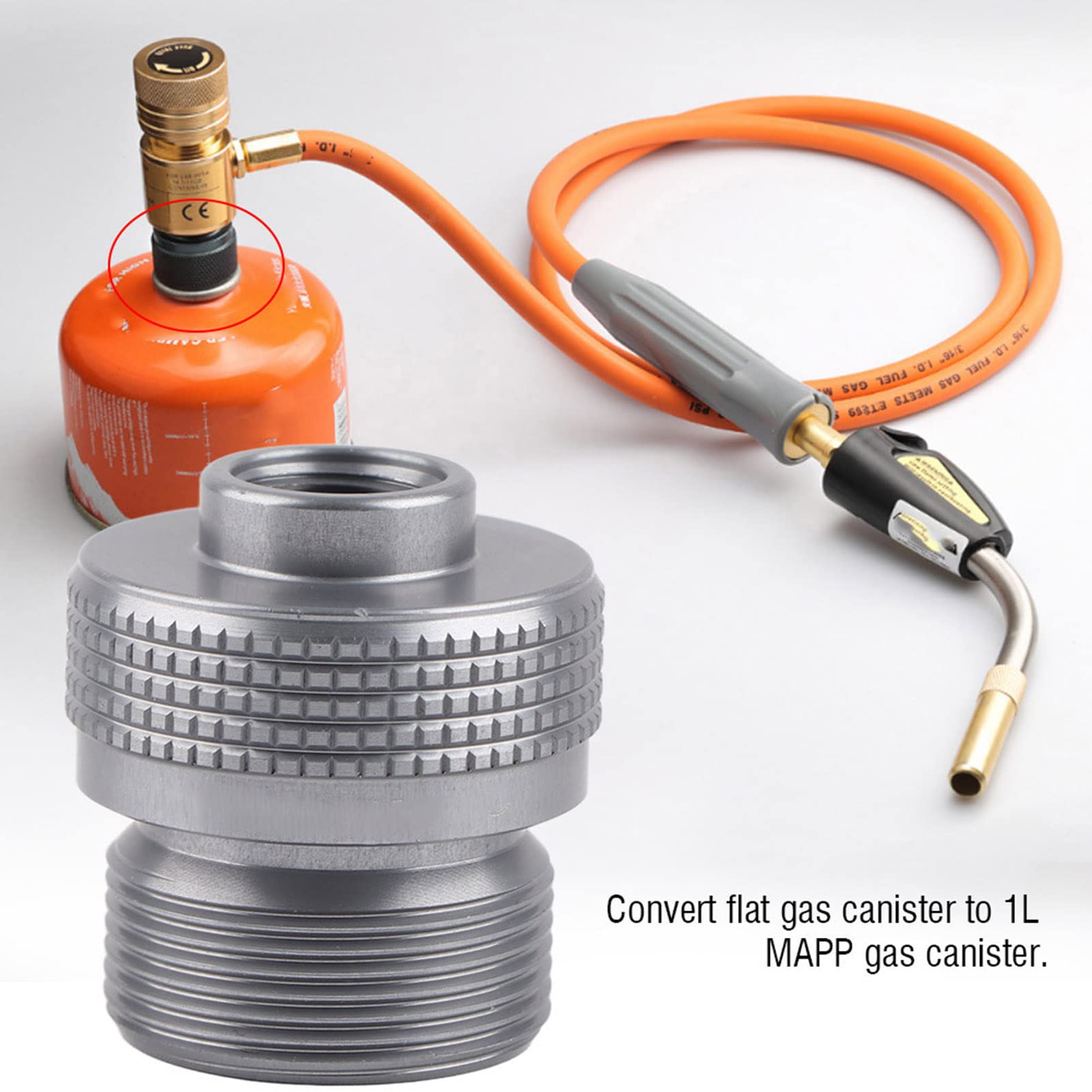 Dioche Gas Adapter, Camping Gas Canister Adapter Convertor Valve Flat Canister to 1L MAPP Gas Adapter