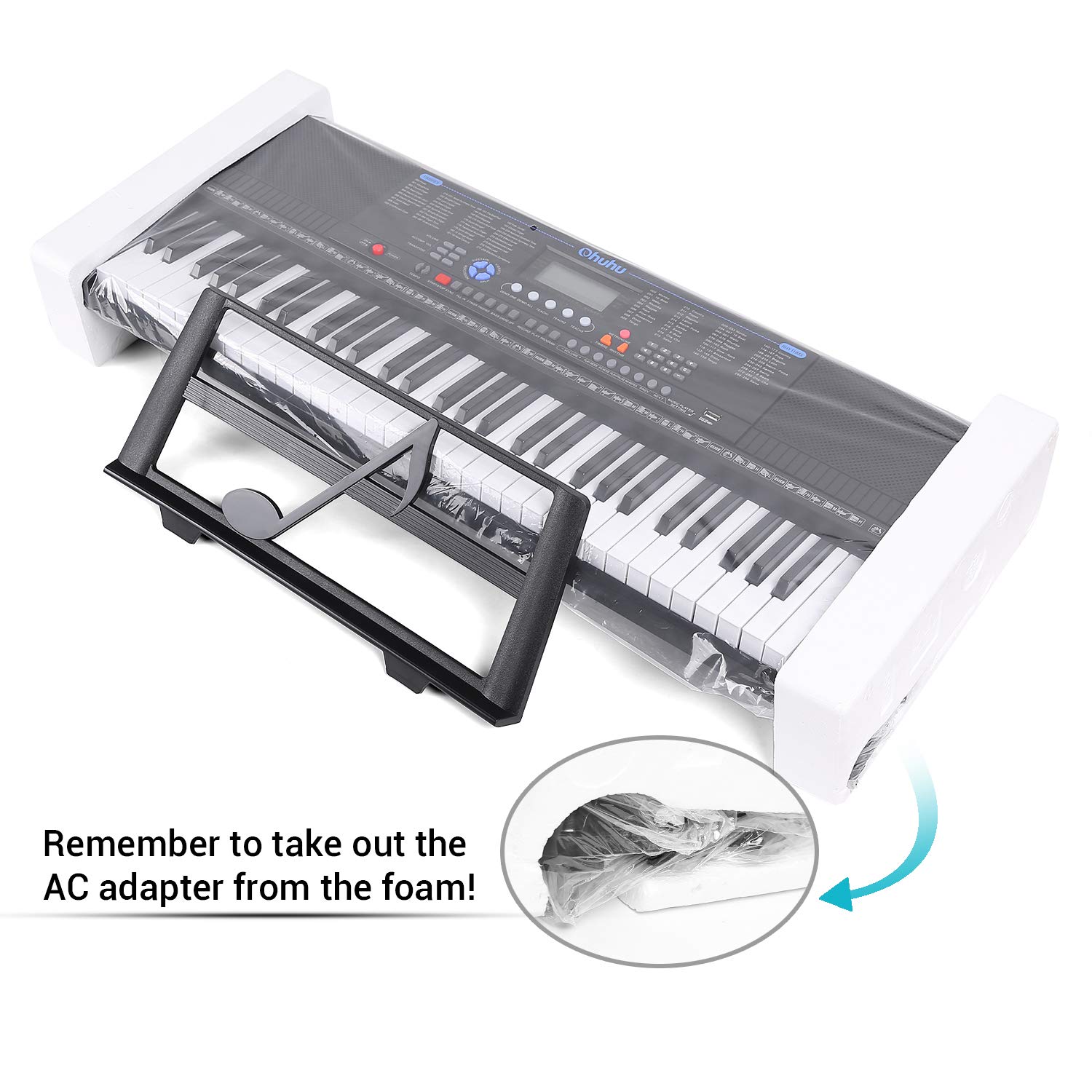 Electric Keyboard Piano 61 Keys, Ohuhu Musical Piano Keyboard with Headphone Jack, USB Port & Teaching Modes for Beginners