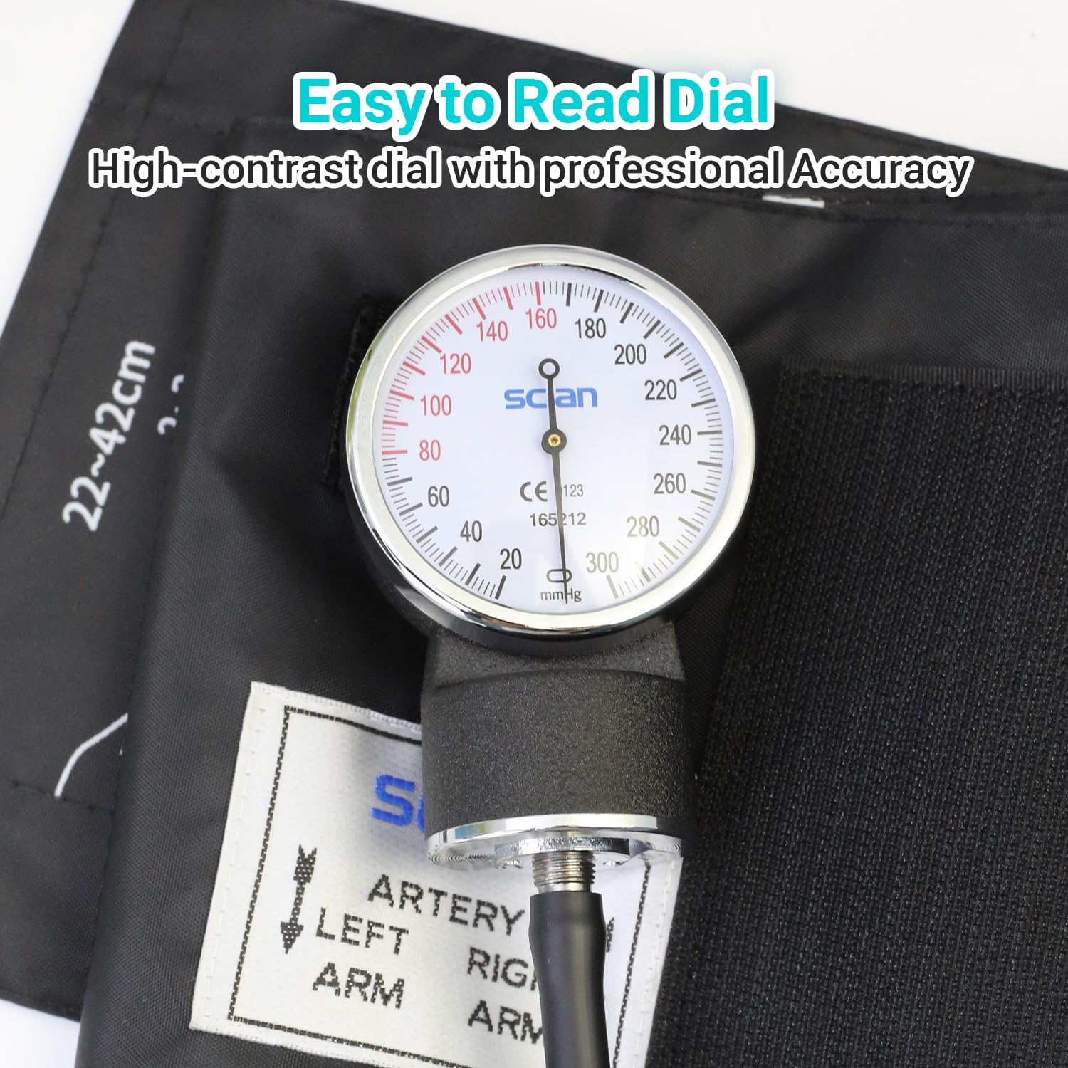 Scian Aneroid Sphygmomanometer and Dual Head Stethoscope Set with Blood Pressure Cuff 8.7”-16.5” in Carrying Bag for Doctos Nurses Senior Home Use (Black)