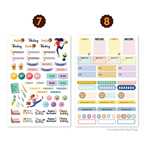 Oriday New Daily Happy Planner Sticker Pack- 500+ Cute Agenda Sticker Sets for Journaling, Decorating, Budget Planner, School Supply, Calendar Stickers for Adults Planner, Female Empowerment