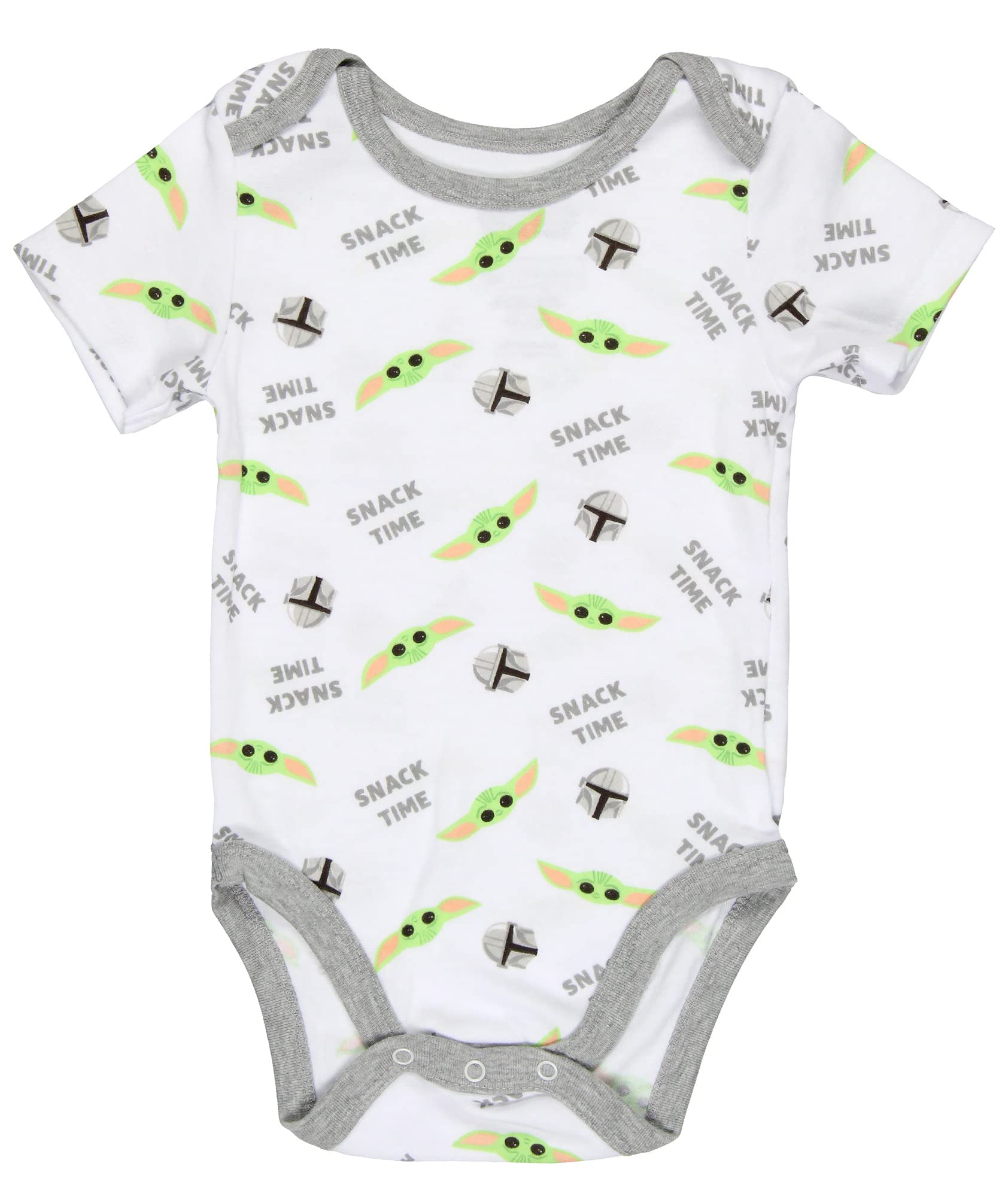 Star Wars Infant Baby The Mandalorian Snack Time Grogu Baby Yoda One Piece Romper 3 Pack (0-3 Months) Grey