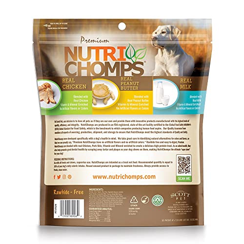 NutriChomps Dog Chews β 6-inch Twists, Easy to Digest, Rawhide-Free Dog Treats, Healthy, 12 Count, Real Chicken, Peanut Butter and Milk flavors