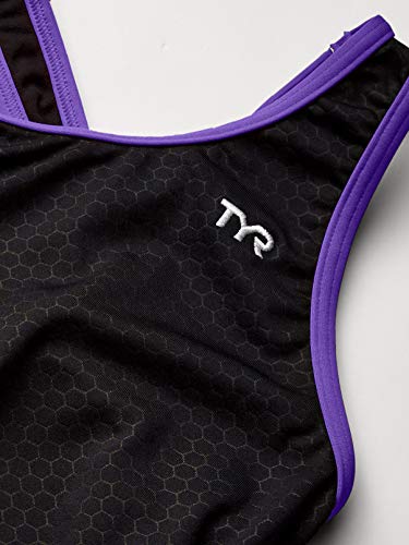 TYR womens Hexa Maxfit Swimsuit, Blk/Purple, 36 US