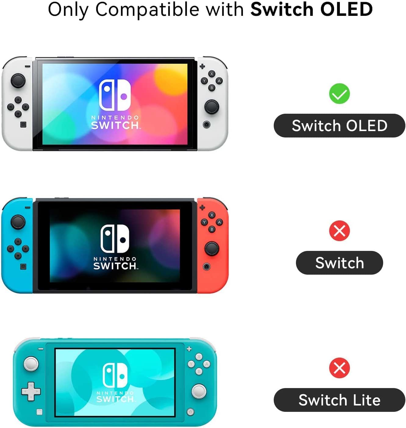 GeekShare Cute Ergonomic Protective Case Compatible with Nintendo Switch OLED Console and Joy-Con, Shock-Absorption and Anti-Scratch Slim Cover Case for Switch OLED Model- Green