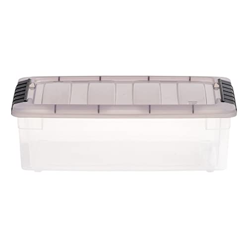 IRIS USA 6 Quart Stack & Pull Clear Storage Box, Gray, 12 Pack