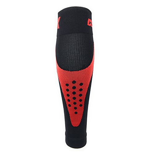 CSX 15-20 mmHg Compression Sleeve for Men and Women, Leg Calf Support, Athletic Sport Fit, Red on Black, Medium