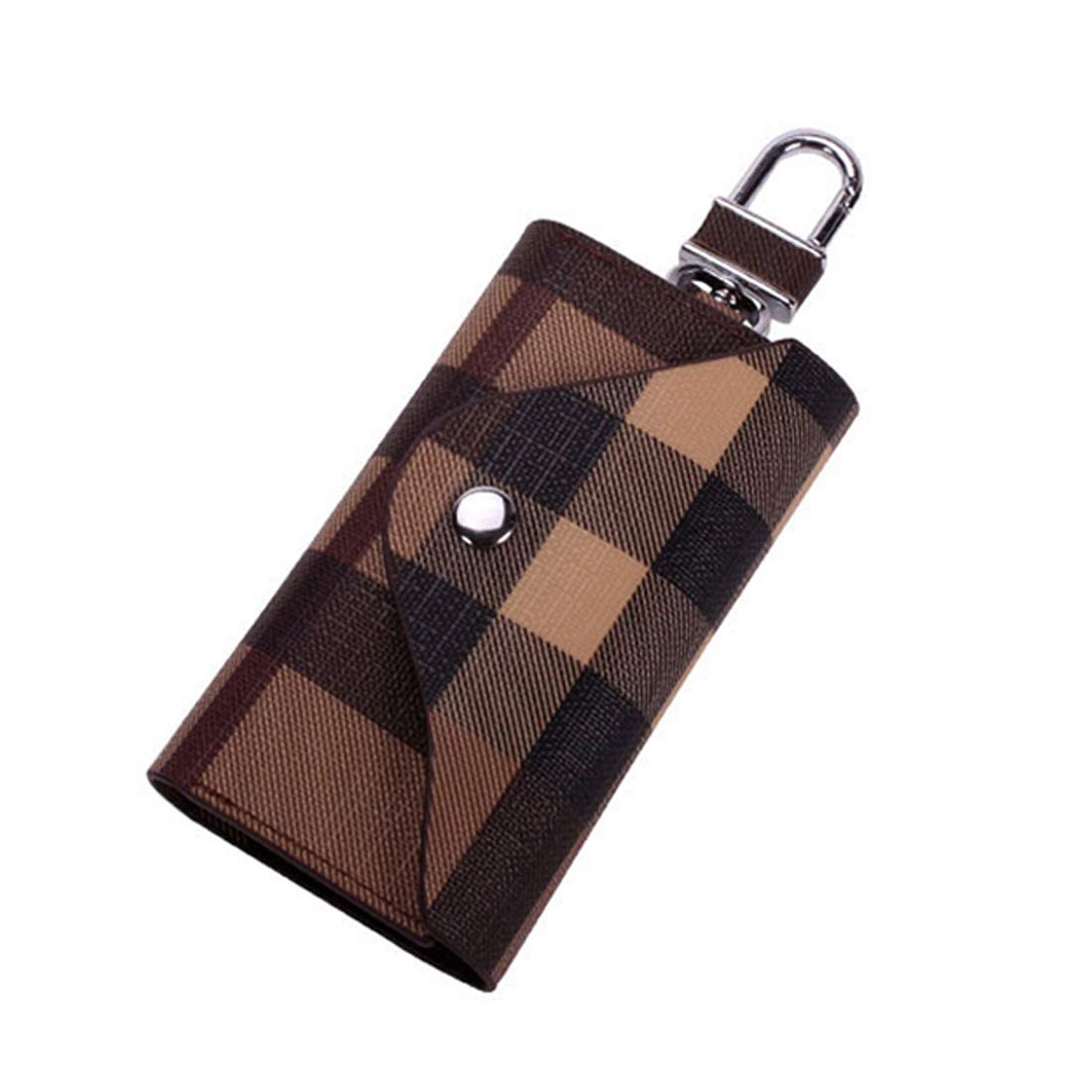 Women Men Leather Car Key Chain Card Holder, Money Wallet Pouch Case 6 keys Organizer Bag Case (Black)