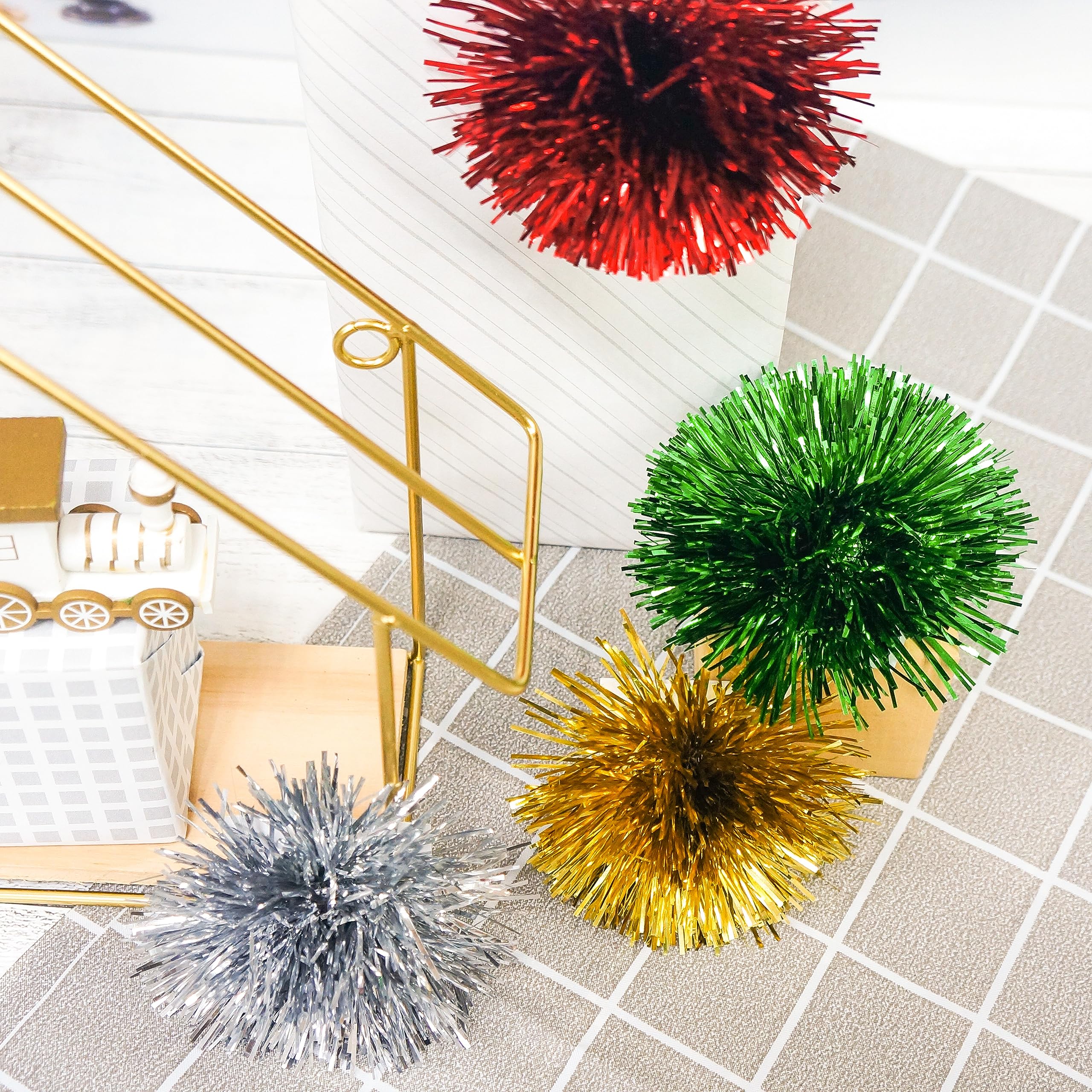 CT CRAFT LLC 4" * 12 Count Self-Adhesive Tinsel Bows Gift Wrap Accessory - Gold/Silver/Red/Green for Gift wrapping Holiday Christmas Birthday Party
