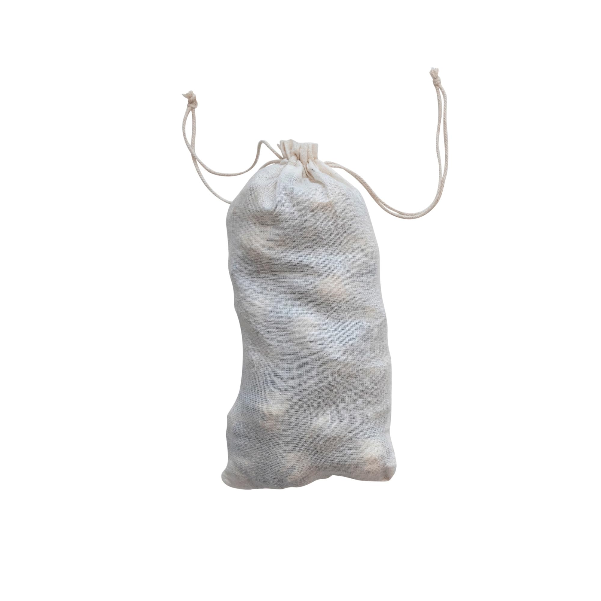 Creative Co-Op Embossed Mercury Glass Ornaments in Muslin Bag, Antique Silver Finish, Set of 36