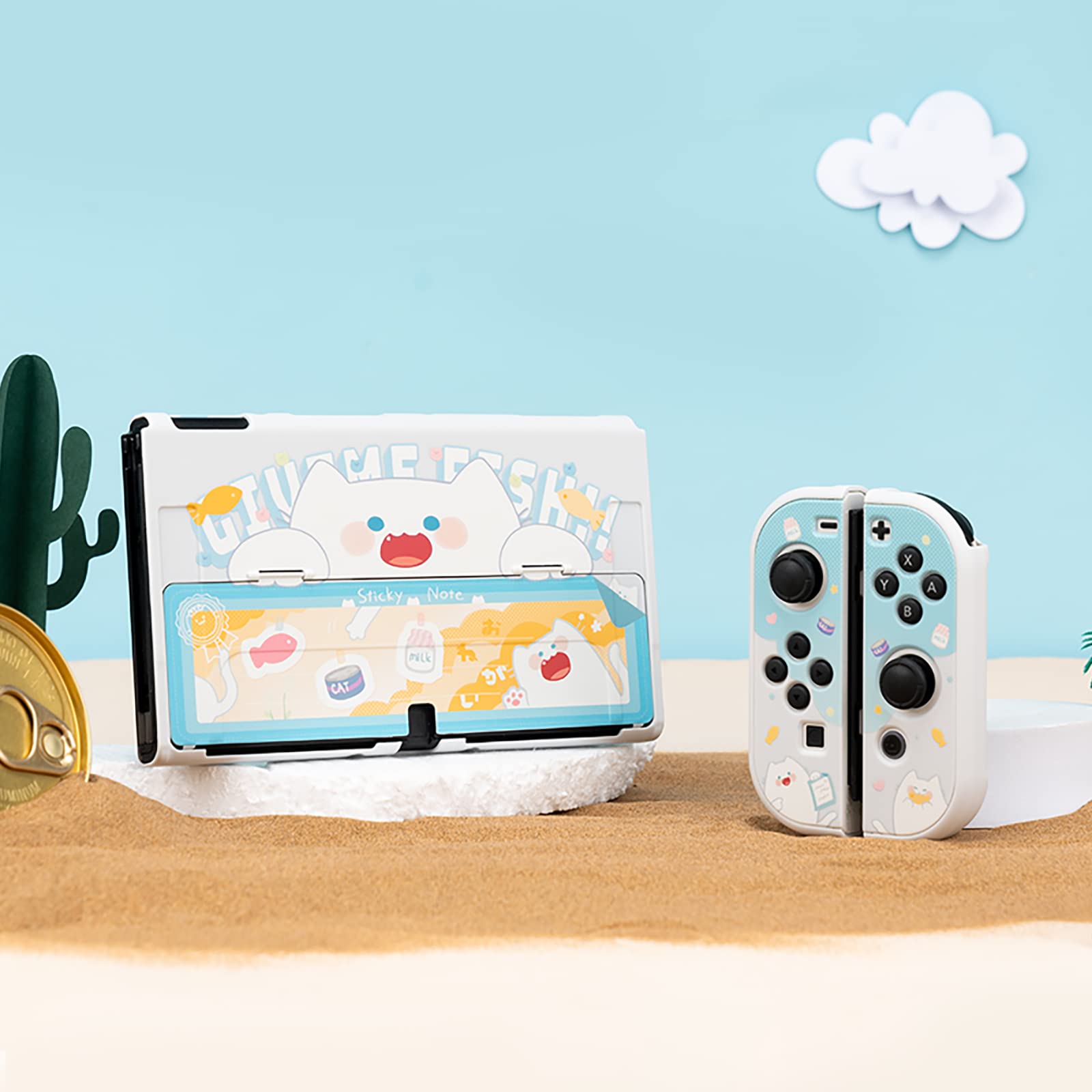 GeekShare Protective Case Slim Cover Case Compatible with Nintendo Switch OLED and Joy Con - Shock-Absorption and Anti-Scratch - BOBO Cat