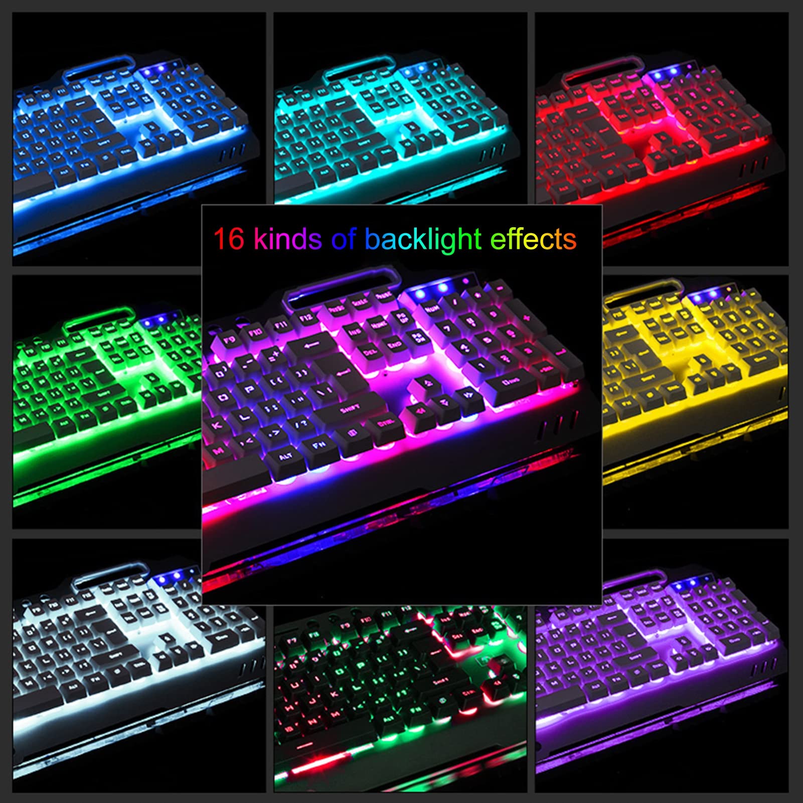 Lopeceal Mechanical Gaming Keyboard Wired Keyboard Ergonomic RGB 104 Keys Quick Response Rainbow LED Backlit USB Interface Anti-Ghosting for PC Desktop Black