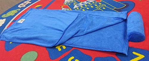 ROLLEE POLLEE Nap Sac Roll Up Napping Blanket with Attached Pillow for Preschool/Daycare, Super Soft with Elastic Straps, Fits Most Mats and Cots (Royal Blue)