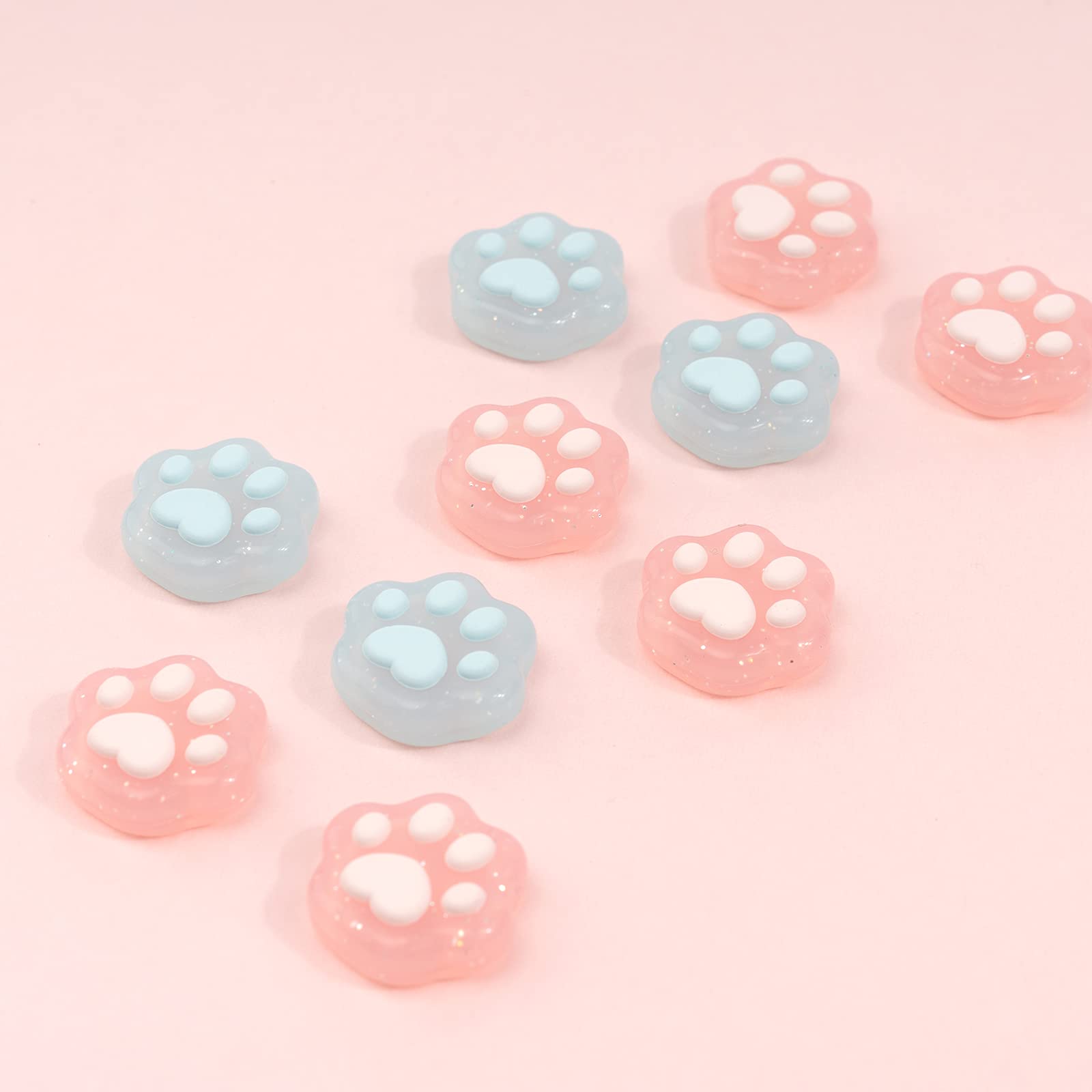 GeekShare Soft Silicone Cat Paw Thumb Grip Caps, Compatible with Nintendo Switch/OLED/Switch Lite - 4PCS (Glitter)