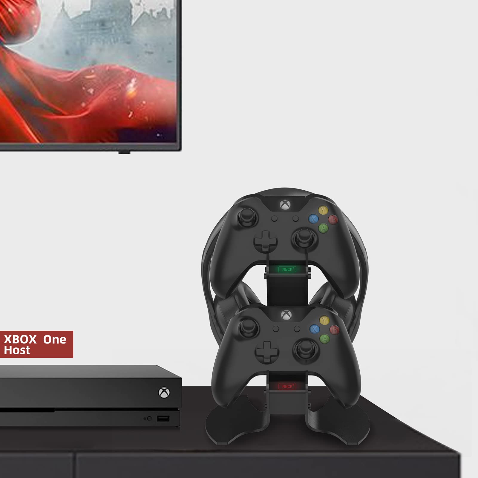 Dual Charging Station for Xbox One, Fast-Speed Wireless Controller Charging Dock/Headset Controller Stand- Included 2x850 mAh Rechargeable Battery Packs (Black)