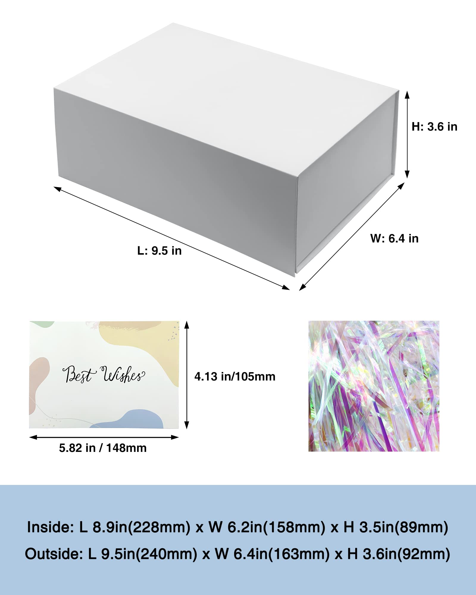 Corlcol Rose Gold Bridesmaid Gift Box with shred paper filler Empty Gift Box with Magnetic Closure Lid 9.5x6.4x3.6 Inches