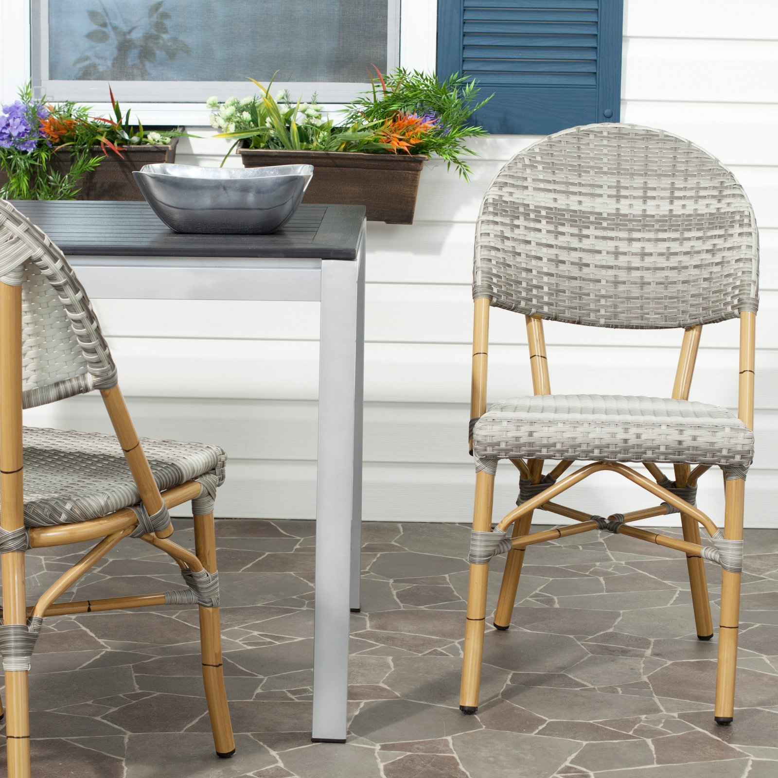 SAFAVIEH Home Collection Barrow Indoor/Outdoor, Set of 2, Brown Stacking Side Chair, 0