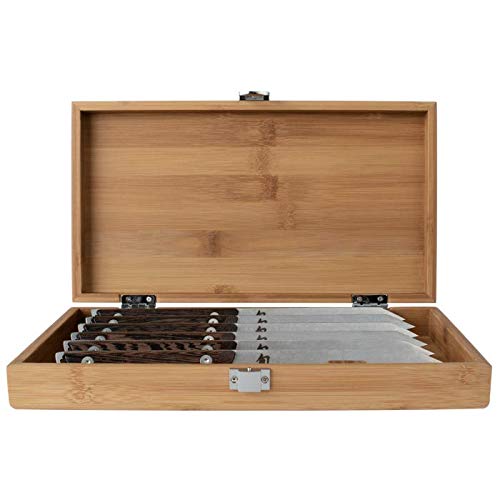 Shun Kanso 6-Piece Steak Knife Set with Bamboo Box, 5" Kanso Steak Knives, Handcrafted Japanese Knife Set, AUS10A Stainless Steel Blades, Tagayasan Handles