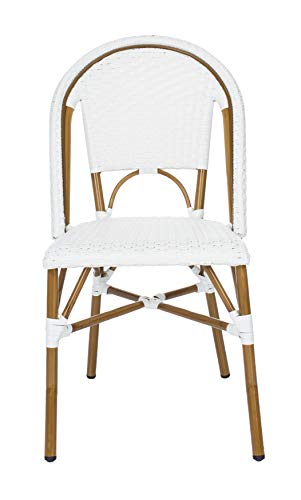 Safavieh Home Collection Hooper Indoor-Outdoor Stacking Side Chairs | Black & White | Set of 2