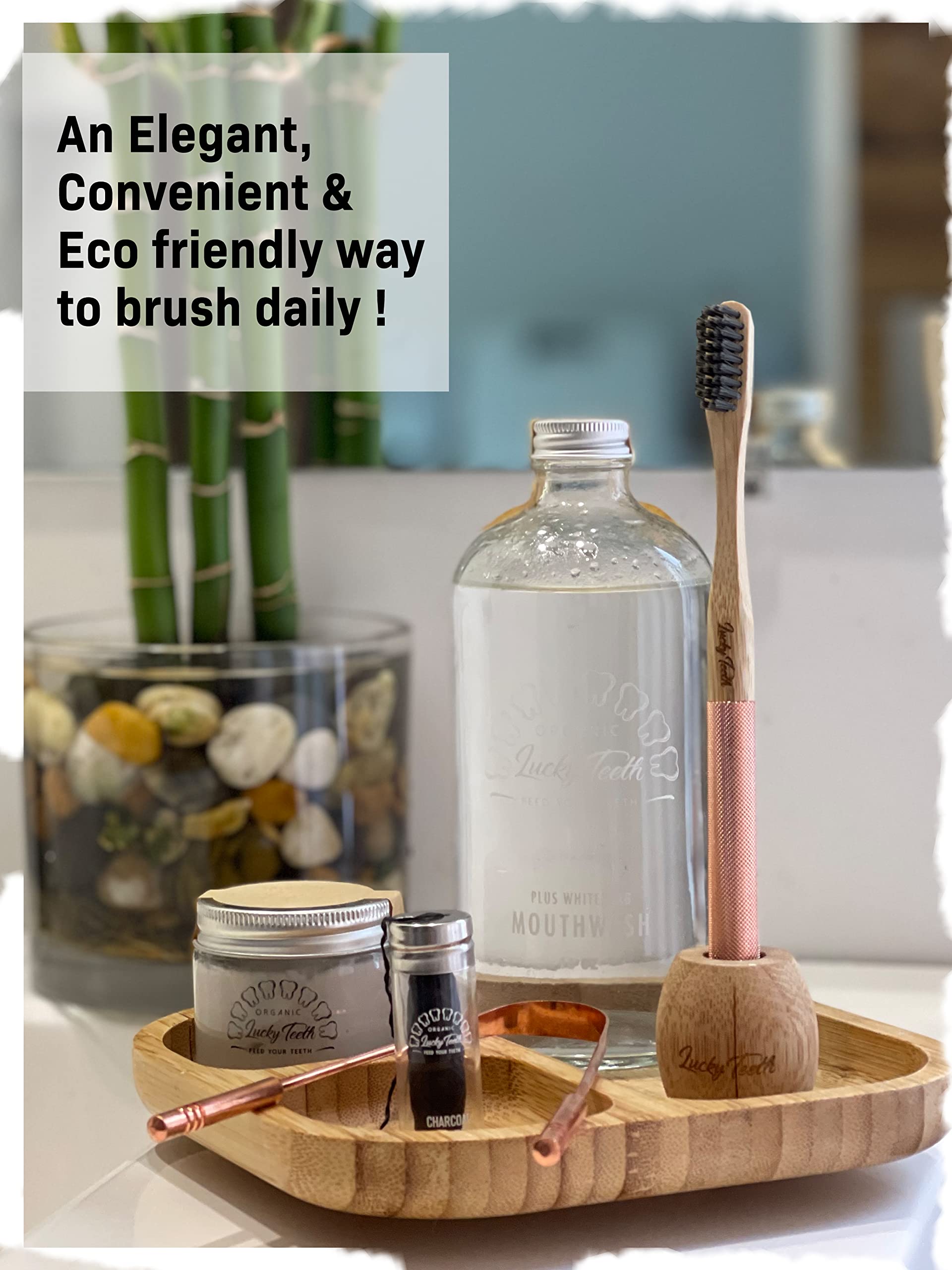 Replaceable Bamboo Toothbrush Aluminum Handle - BPA Free, Soft Bristles | Eco-Friendly, Biodegradable, Compostable, Vegan & Zero Waste | 3 Heads Total | 9-12 Months supply. (COPPER CHARCOAL BRISTLES)