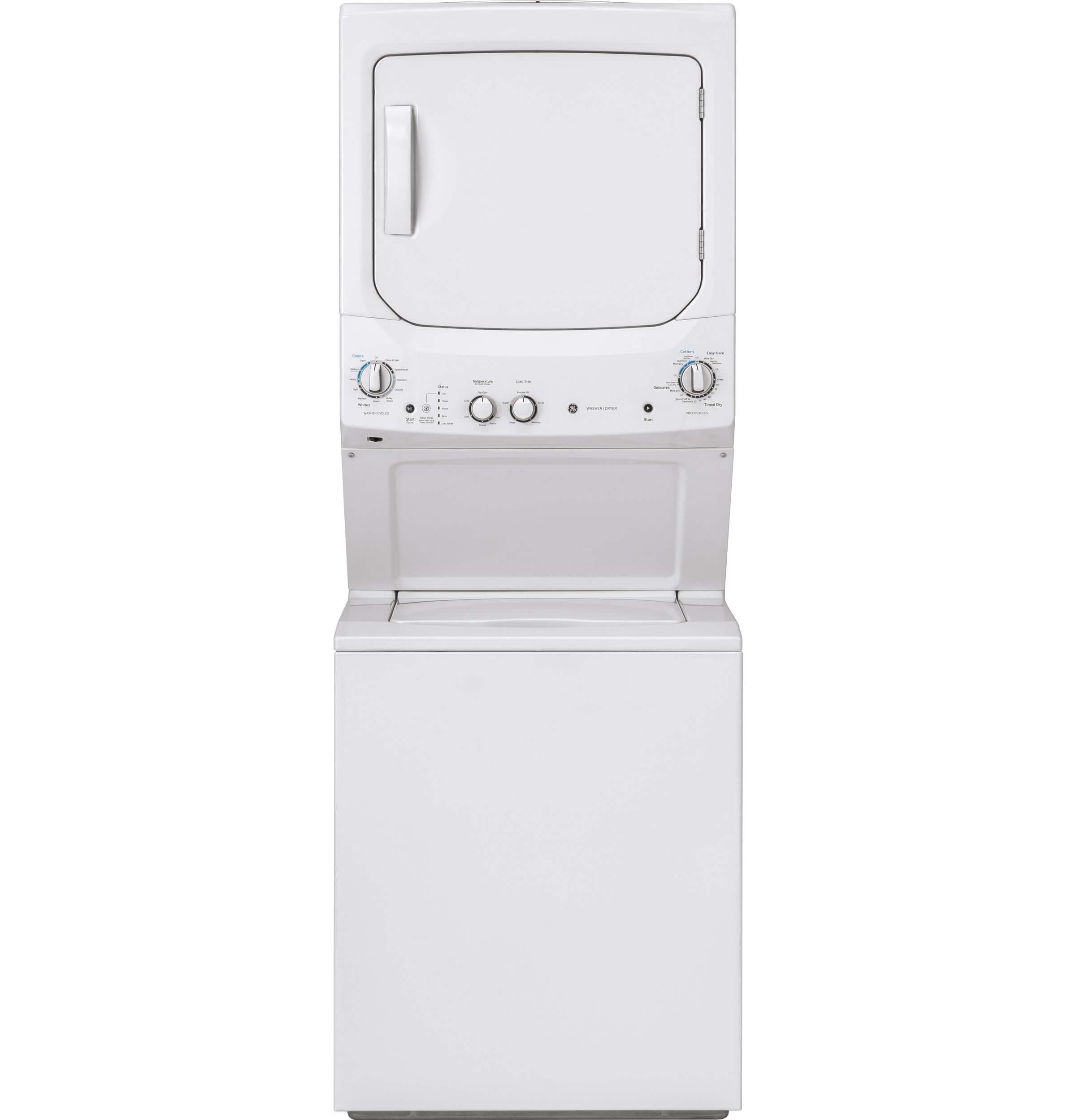 GE GUD27ESSMWW Unitized Spacemaker 3.8 Washer with Stainless Steel Basket and 5.9 Cu. Ft. Capacity Electric Dryer, White