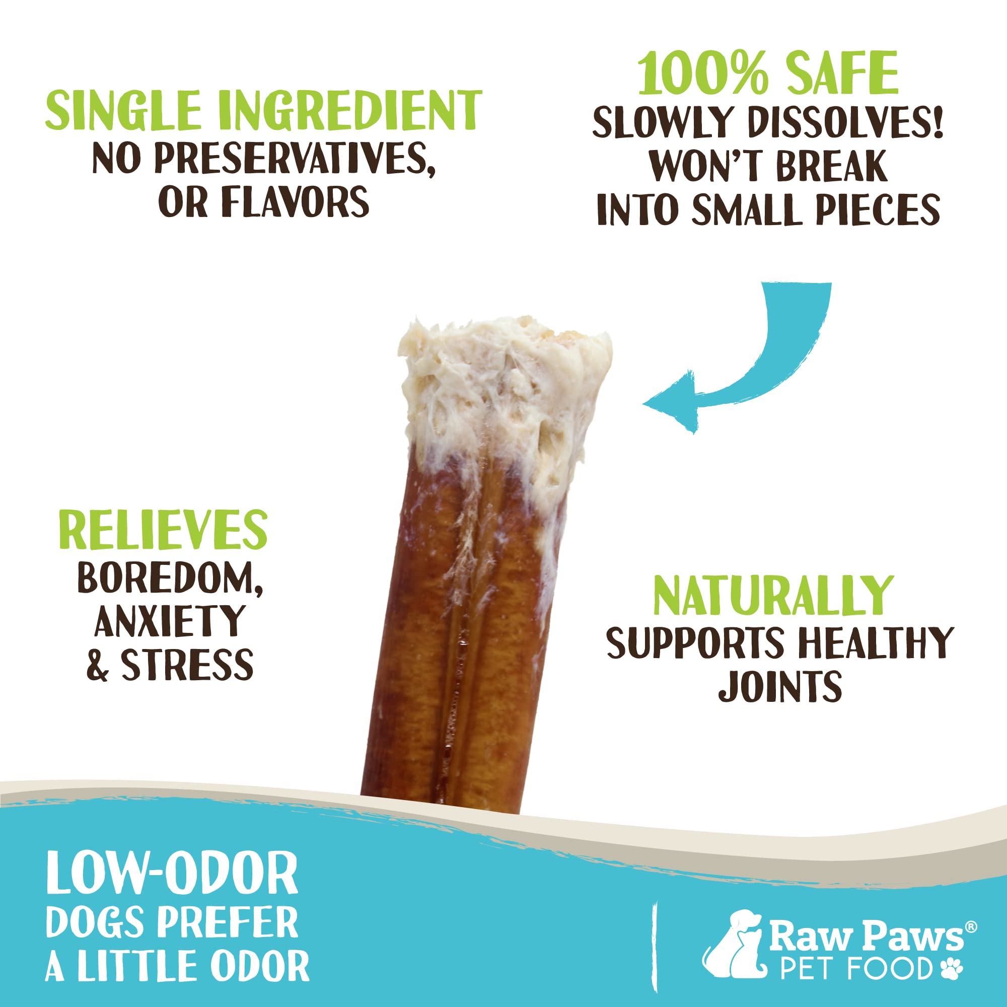 Raw Paws Jumbo Bully Sticks, 6" (5 Pack) - Extra Thick Bully Sticks for Dogs - No Added Hormones, Free Range Cows - Pizzle Sticks for Dogs - Long Lasting Bully Bones for Aggressive Chewers