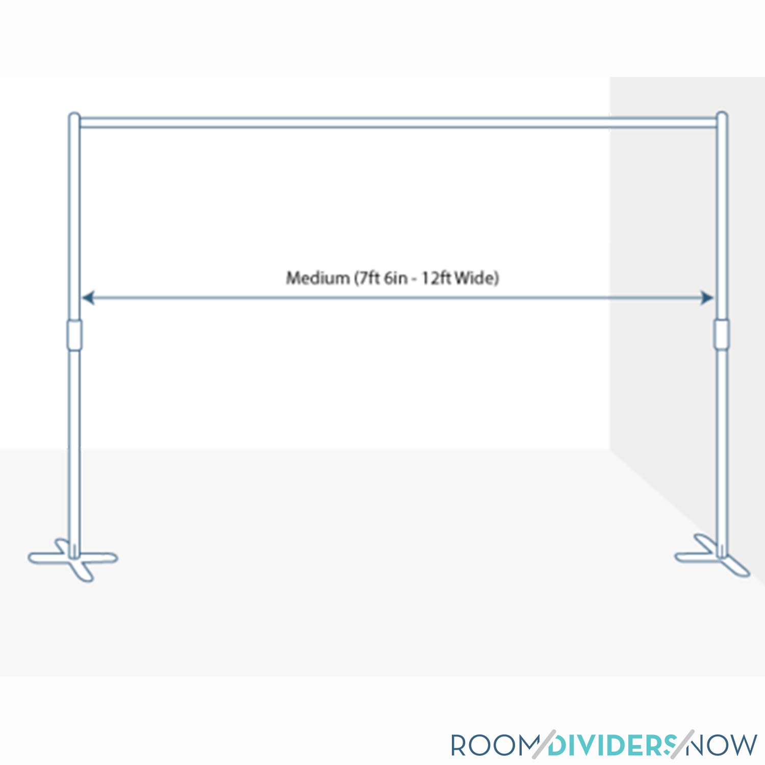 Room/Dividers/Now End2End Divider Stands - Sizes from 4ft to 48ft Wide, Black, Silver, White (Black, 7ft 6in to 12ft) (Modern)