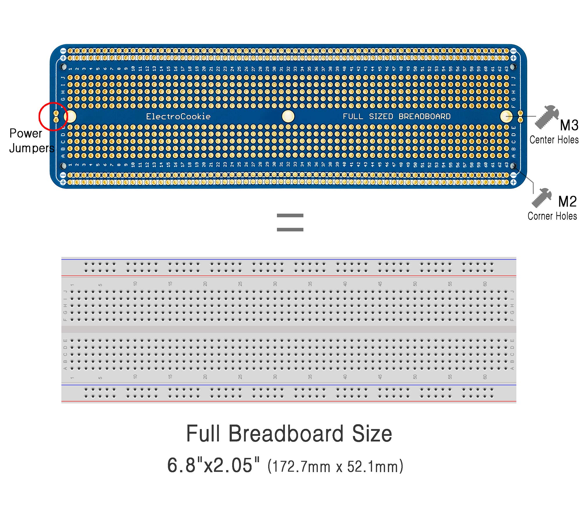 ElectroCookie Large PCB Prototype Board Kit Solderable Breadboards for Electronics Projects Compatible for DIY Arduino Soldering Projects, Gold-Plated (6 Multi-Pack, Blue)