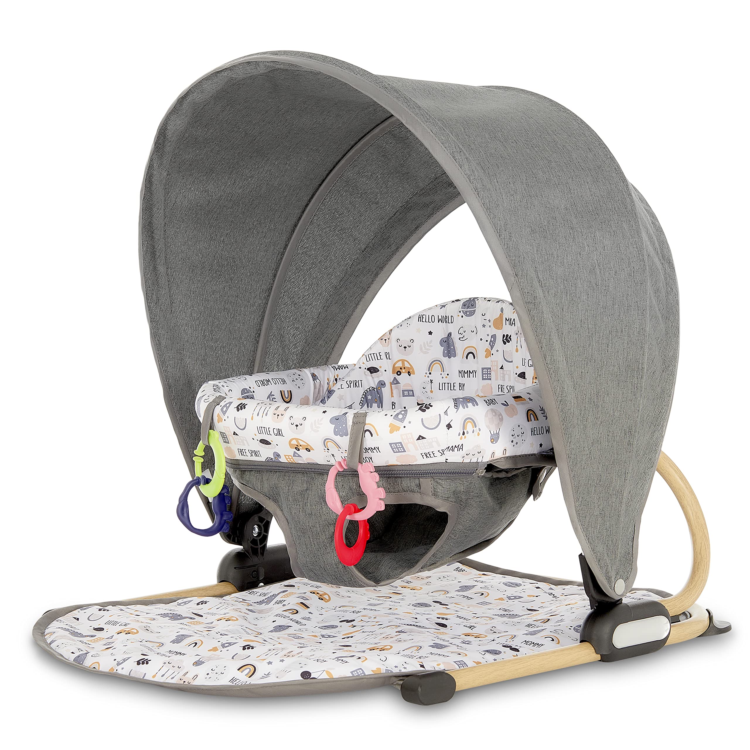 Dream On Me Snug N' Play Floor Seat and Canopy, Hello World