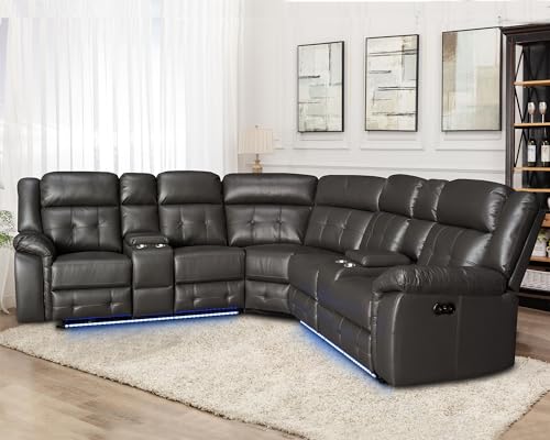 Kingway Inc Sofas, 4 Recliner Seat, Drak Gray
