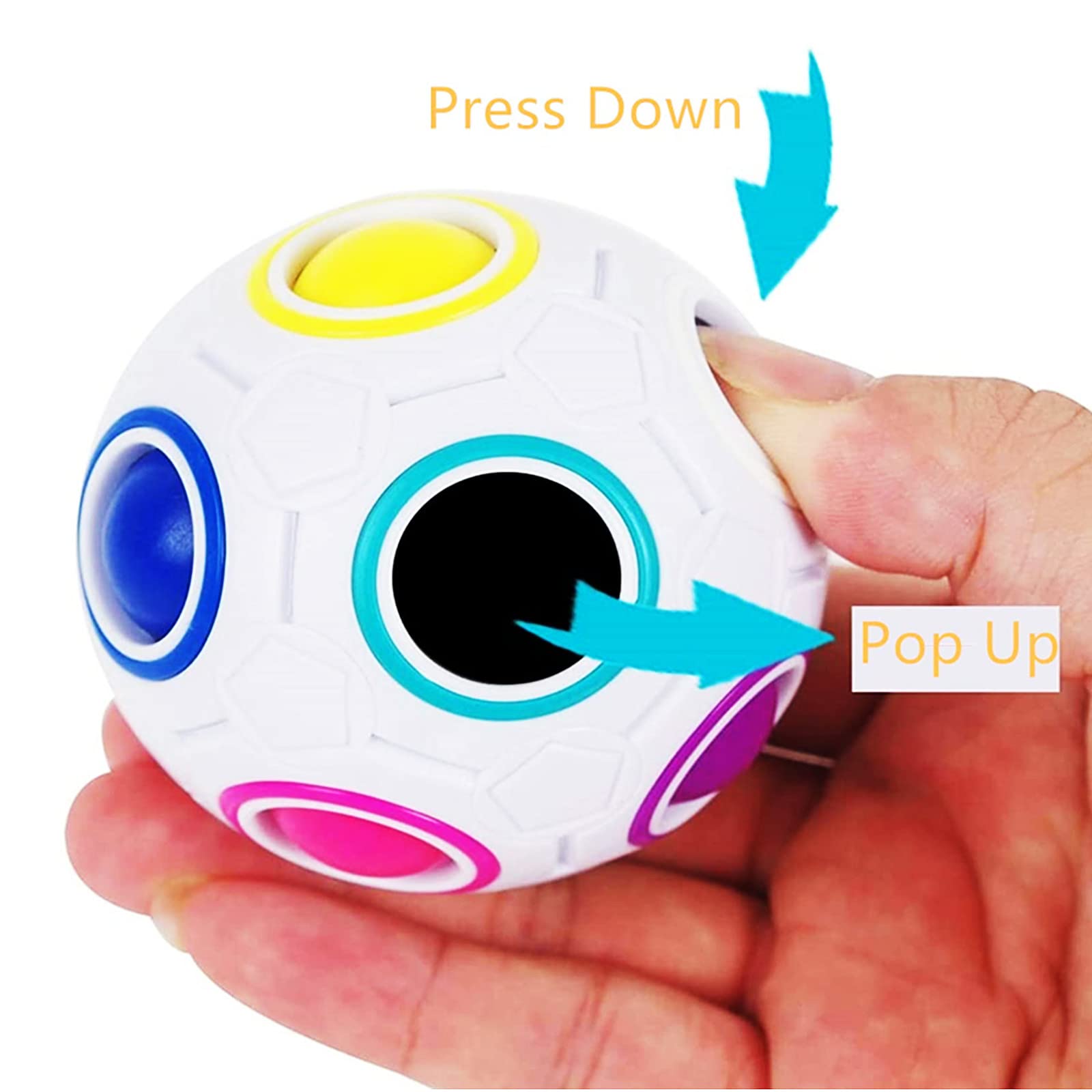 elecnewell Rainbow Puzzle Ball Cube Magic Rainbow Ball Puzzle Bundle Stress Ball Brain Teasers Games Toys for Kids 2 Pack