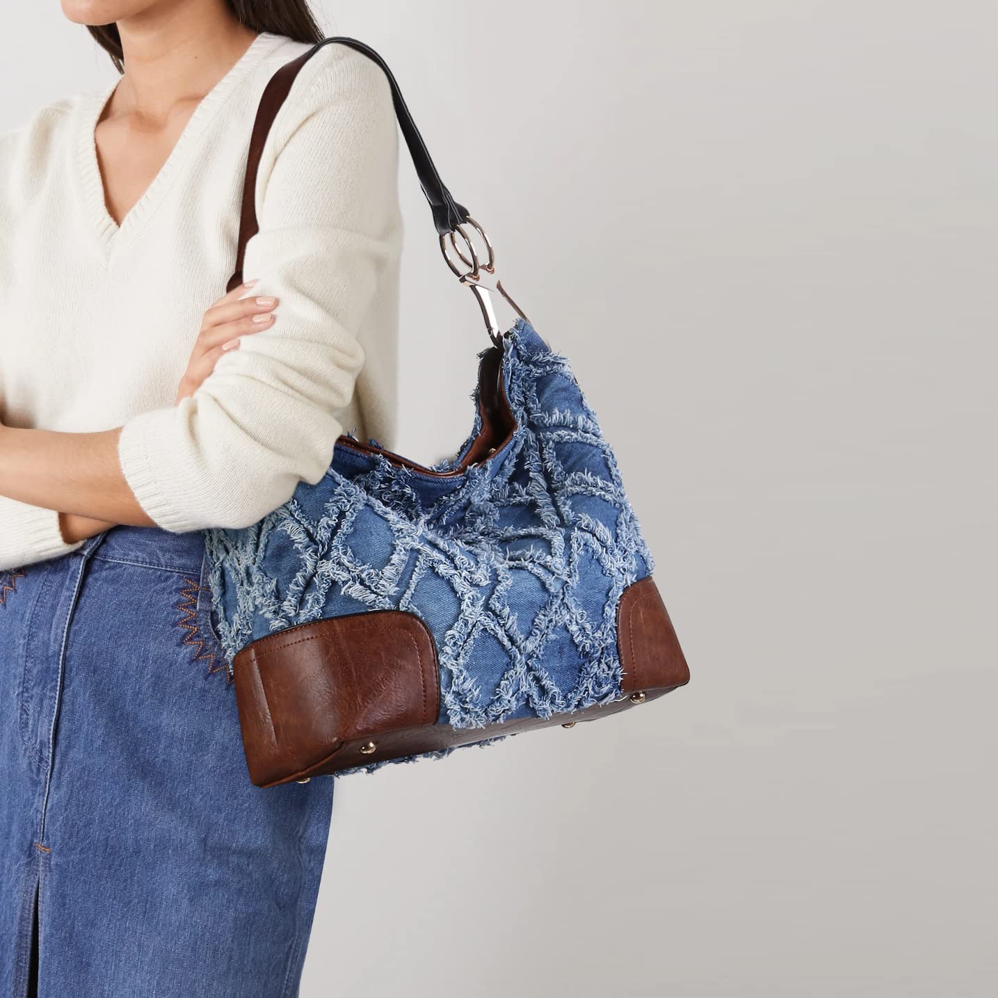 Dasein Hobo Purses for Women Soft PU Leather Handbags Slouchy Hobo Bags Shoulder Bag Top Handle Tote