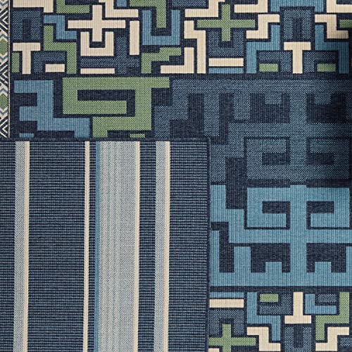 Jaipur Living Vibe Devato 2'6"X8' Area Rug, Coastal Blue for Outdoor Spaces