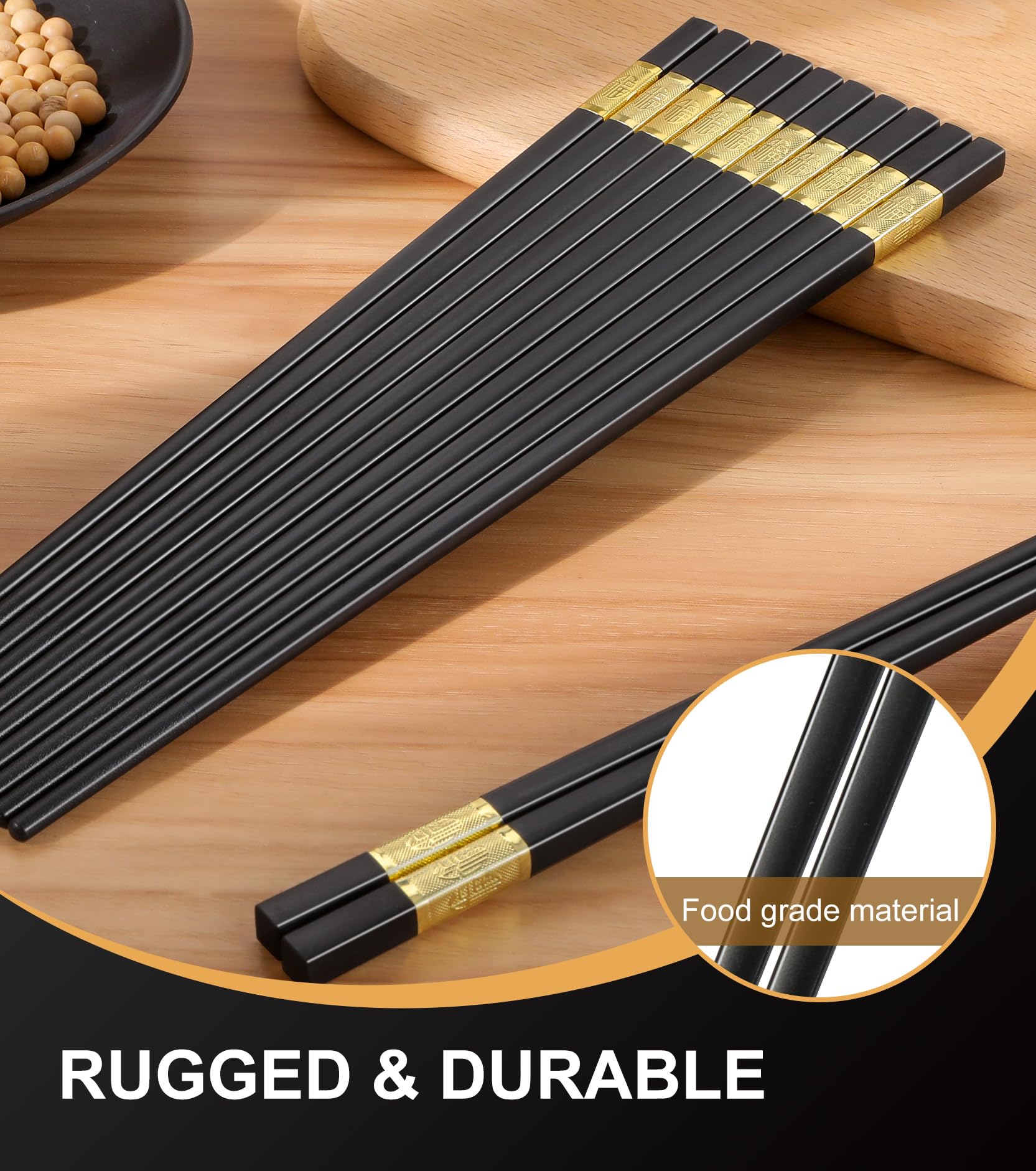 LOROTOCO 100 Pairs Fiberglass Chopsticks | Reusable | Dishwasher Safe | Bulk | Adults | Commercial - (9.45in)