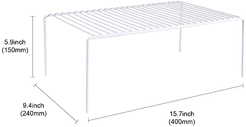 GEDLIRE Kitchen Cabinet Shelf Organizer Set of 2, Large (15.7 x 9.4 inch) Metal Wire Pantry Storage Shelves, Dish Plate Racks for Cabinets, Freezer, Counter, Cupboard Organizers and Storage, White