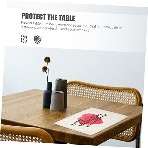 STOBOK 4pcs Valentine's Day Placemat Linen Placemats Embroidered Table Runner Table Placemats Burlap Kitchen Placemats Jute Placemats Linen Table Runner Household Placemat Dinnerware Mat