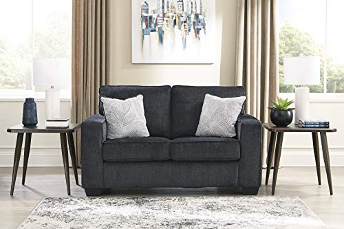 Signature Design by Ashley Altari Modern Loveseat with 2 Accent Pillows, Dark Gray
