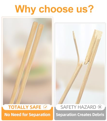LOROTOCO 50 Pairs Chopsticks Disposable Reusable 9.5" Individually Wrapped Bulk Premium Quality