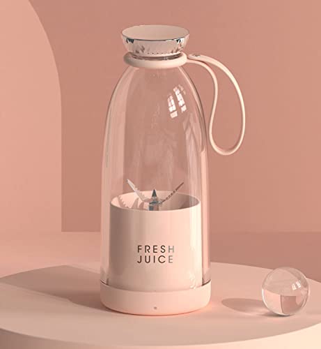 Fresh Juice Bottle Blender Plus,Personal Blender for Smoothies, Juices and Protein Shakes On the go,Smoothie Mini Blender for Home, Travel, Office, Gym,500ml, USB Rechargeable, Quiet, BPA Free (Pink)