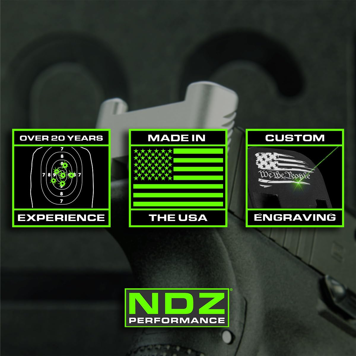 NDZ Performance Steel Blade Replacement for Berkling Utility Knife, Custom Razor Blade, Double Sided Laser Engraved Designs, Gold - We The People, Single Pack