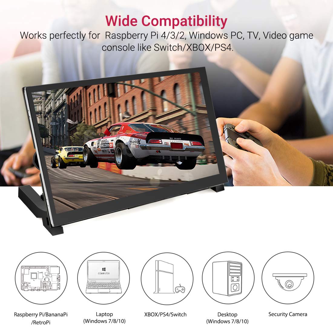 ELECROW 7 Inch Monitor 1024x600 Portable Touchscreen Monitor for Laptop Compatible with Raspberry Pi Banana Pi Jetson Nano Computer