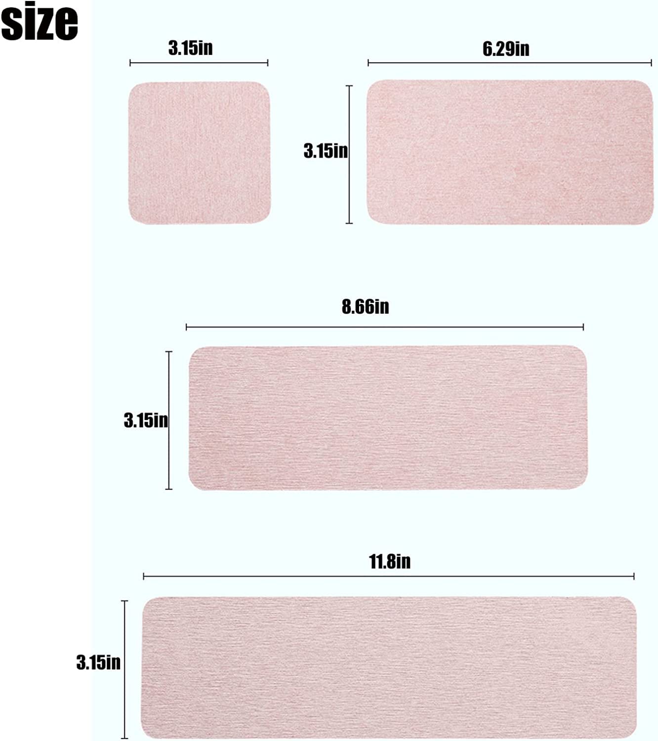 GEEBXY Water Absorbing Stone Tray for Sink, Set of 4 Fast Drying Stone Sink Tray, Instant Dry Sink Organizer for Kitchen Bathroom (Pink)