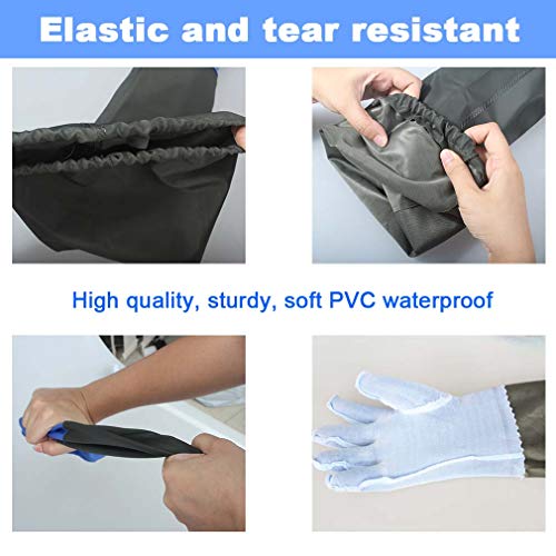 Haiou Long Rubber Gloves Elbow Length Chemical Resistant Gloves with Cotton Lining Waterproof Gloves, 25 inches, Large