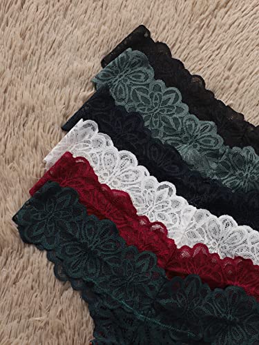 SOLY HUX Women's 6 Piece Floral Lace Scalloped Trim Thongs Underwear Panties Sexy Panty Multicoloured S