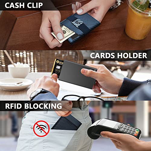 ECOZATU Slim Aluminum Card Holder Wallet,Minimalist Metal Mens Wallet,RFID Blocking Wallet For Men,Pop Up Wallets Men,Stealth Wallets for Men, 14+ Cards Holder Mens Wallets With 2 Cash Bands